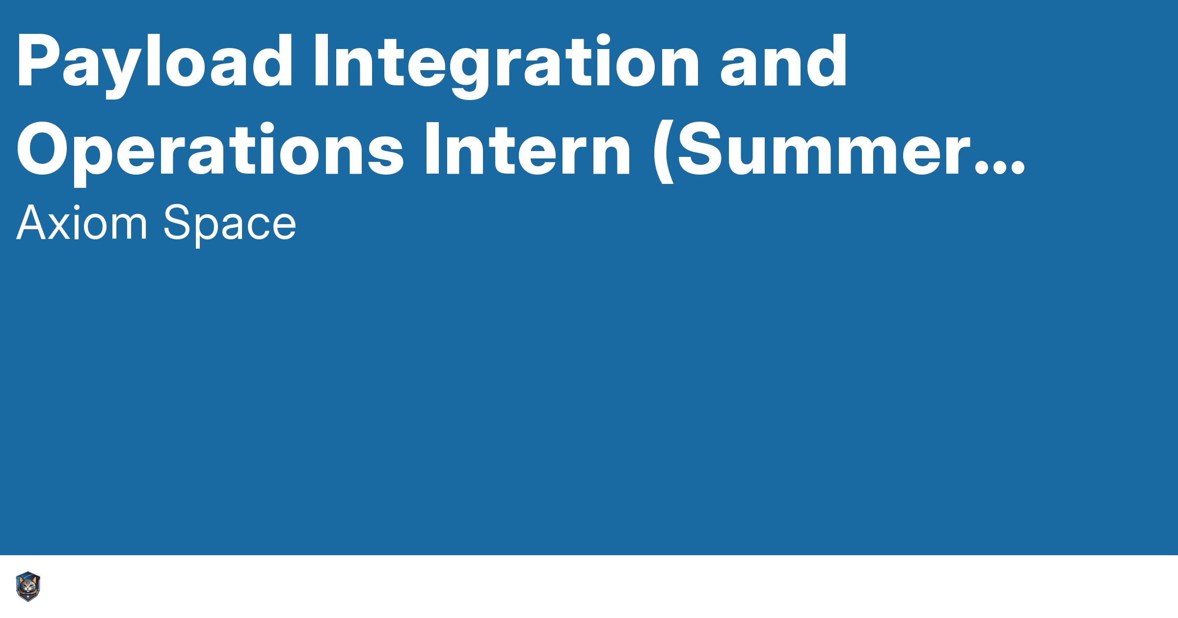 Payload Integration And Operations ‎ Space Defense Ai Jobs